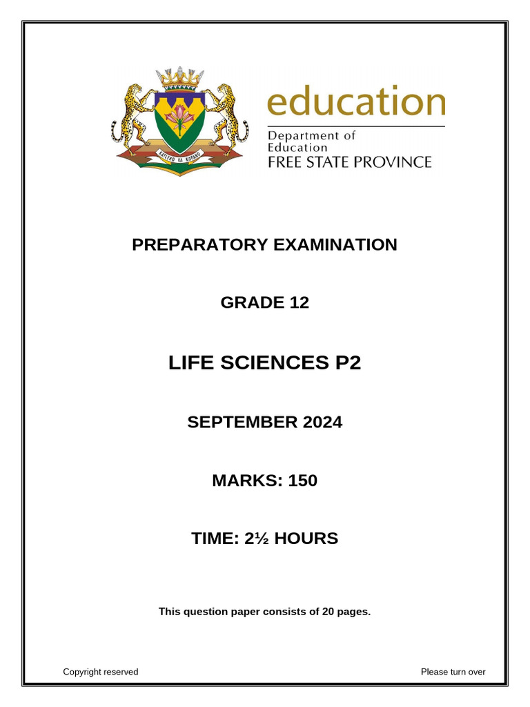 Life Sciences p2 Prep Sept 2024 QP Eng | PDF