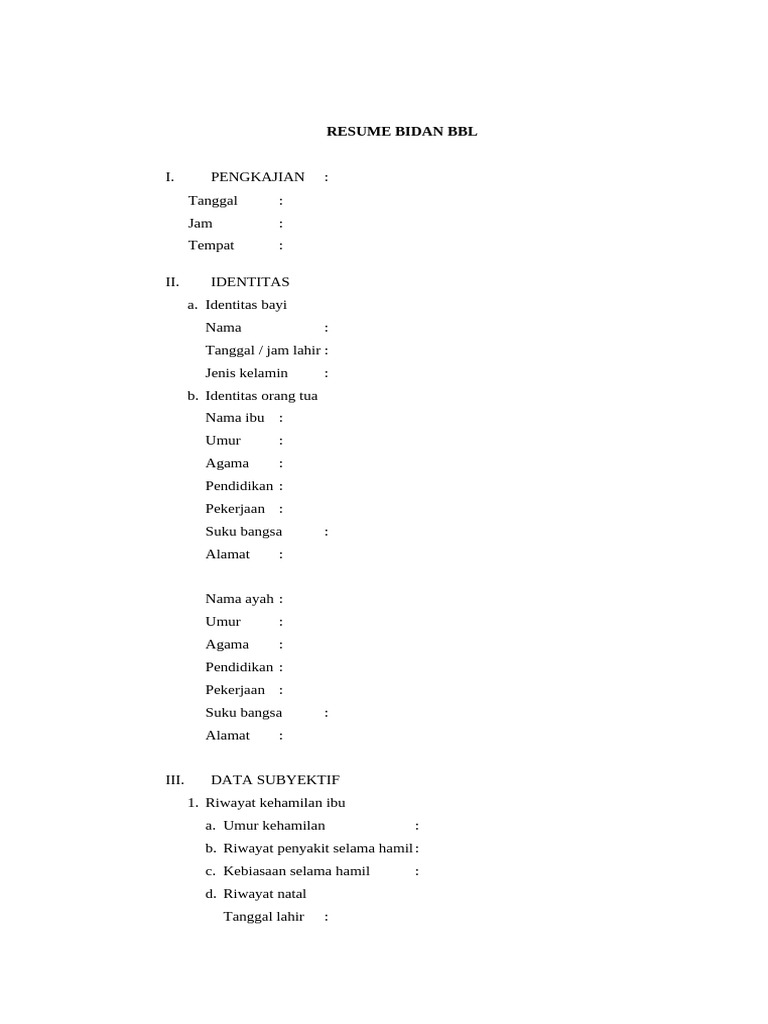 Resume Bidan BBL | PDF