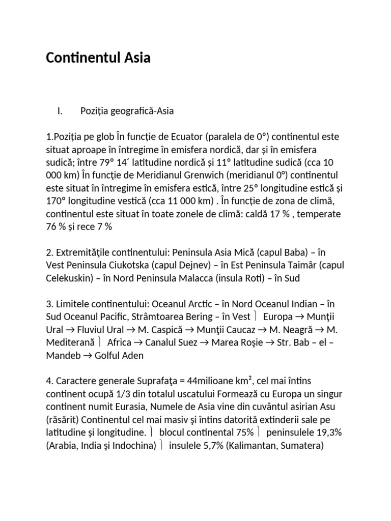 Continentul Asia | PDF