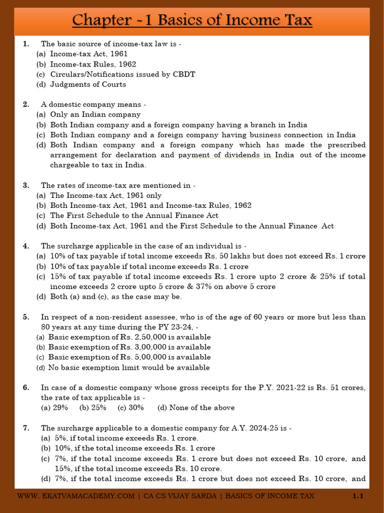 CA Inter DT MCQ For May Nov 24 @CAInterLegends | PDF