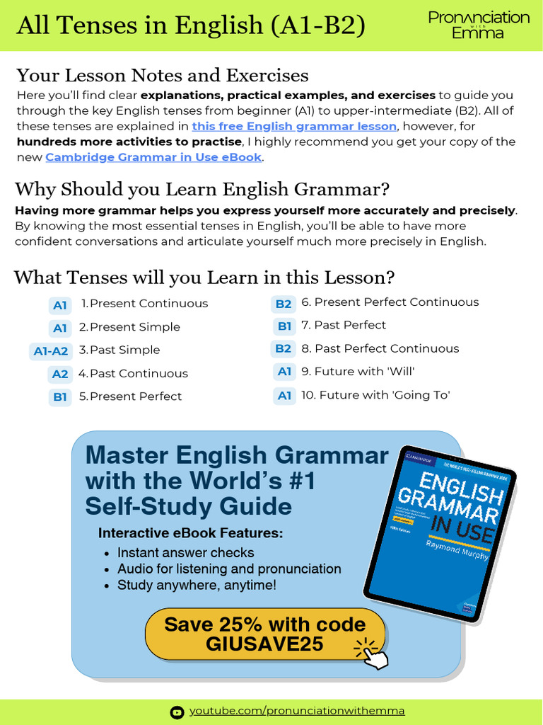 All English Tenses A1-B2 Pronunciation With Emma | PDF
