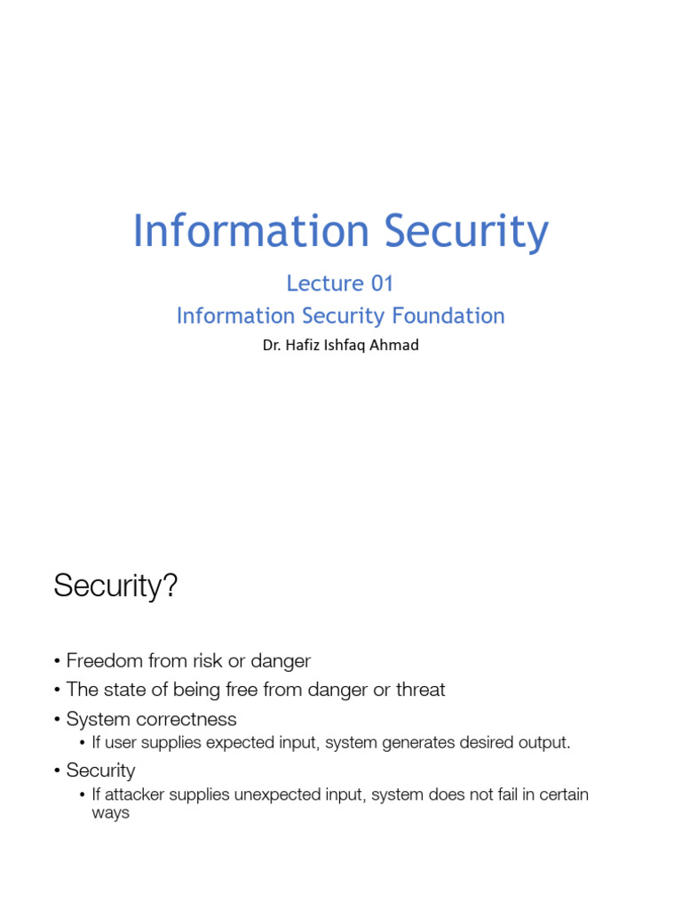 Lect 1 Information Security Foundation 11092024 102759pm 1 Pdf