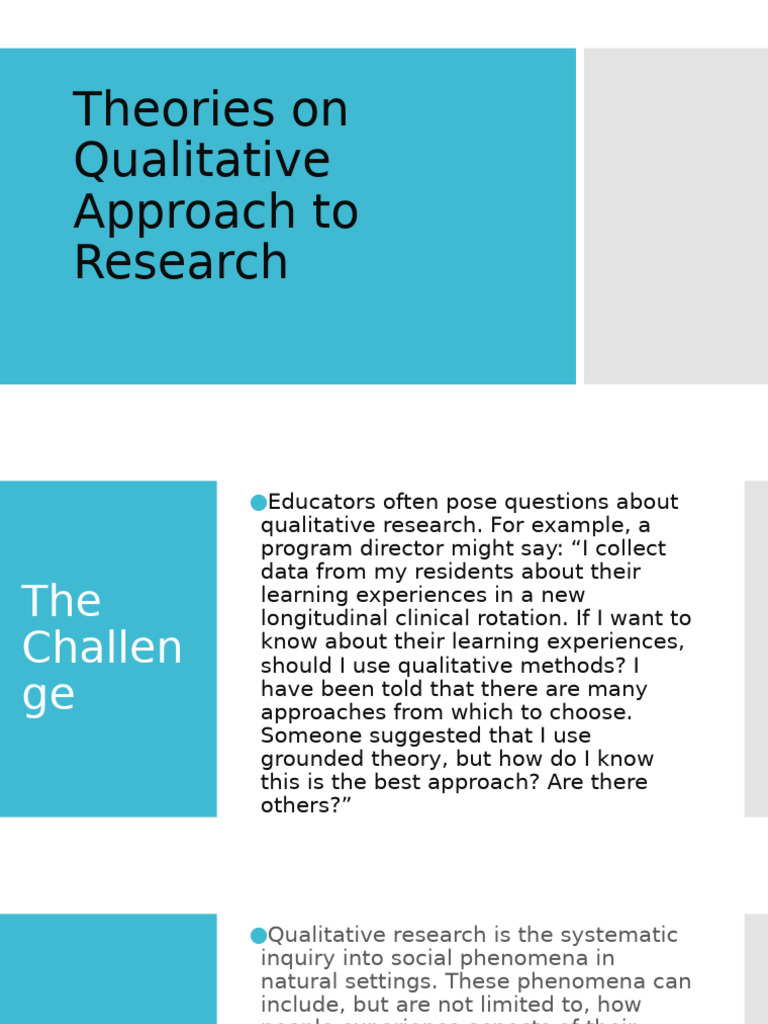 Theories On Qualitative Approach To Research | PDF