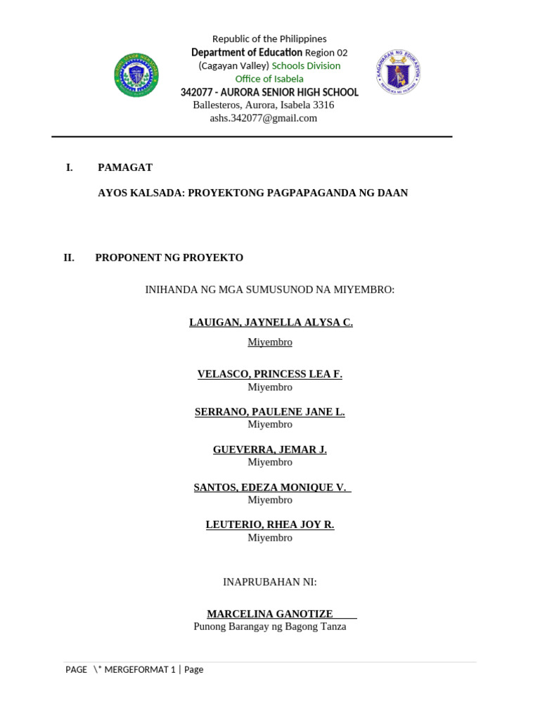 Panukalang-Proyekto-Sa-Filipino-Piling-Larang MMM | PDF | Economy Of ...