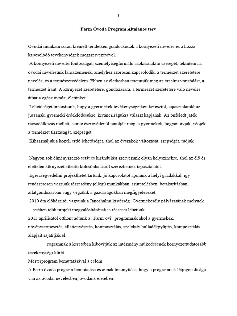 Farm Óvoda Teljesítménycél Vezető 2024-25 | PDF