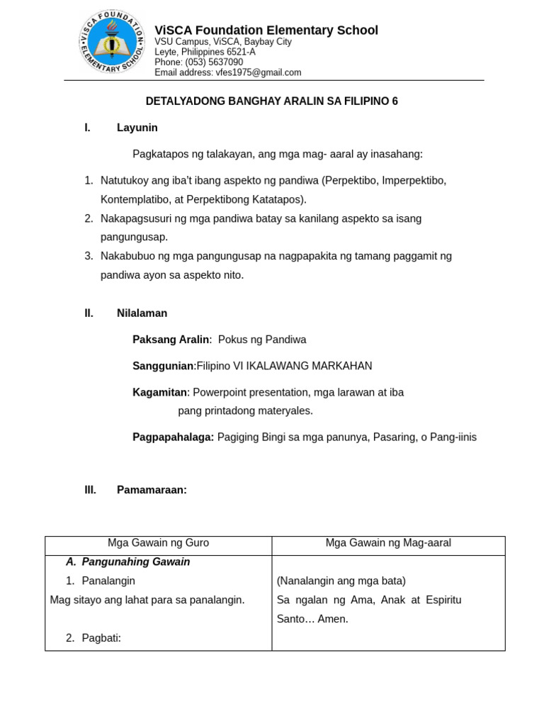 Pukos DETALYADONG BANGHAY ARALIN SA FILIPINO 6 | PDF | Philippines | Language Arts & Discipline