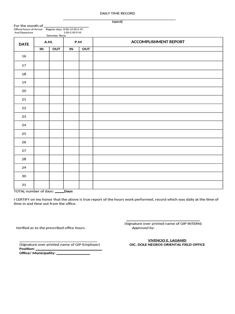 Dtr & Accomplishment Report_2024 (16-31) | PDF