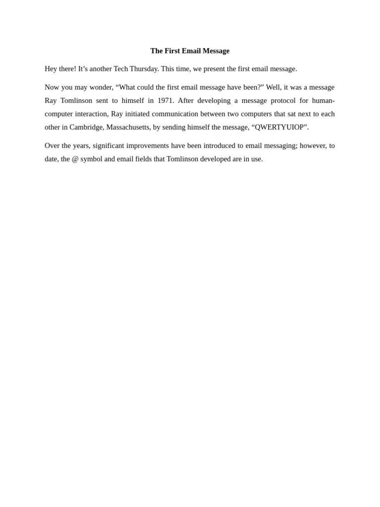 The First Email Message | PDF