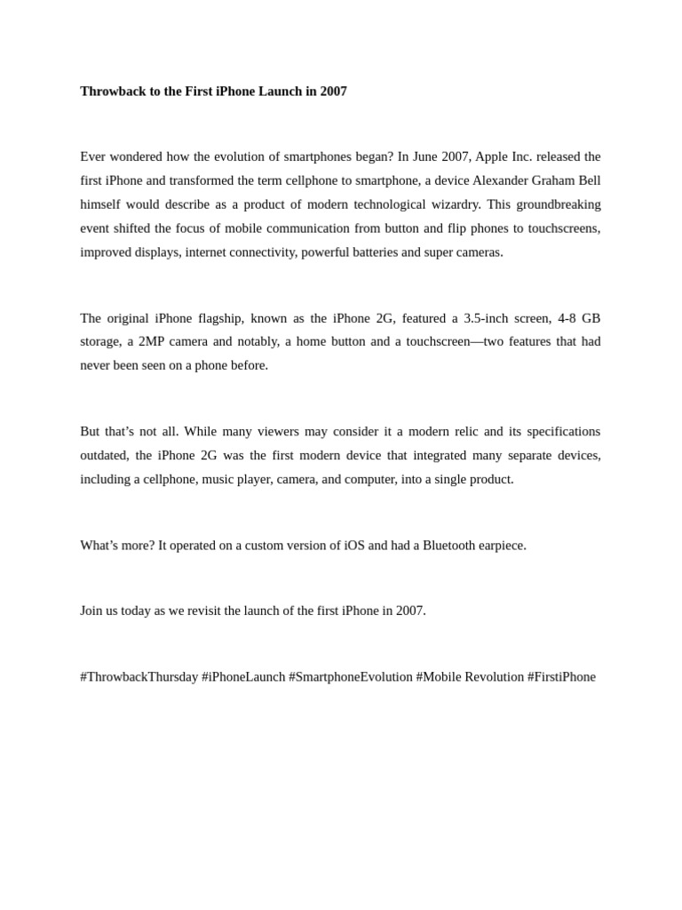 Throwback To The First Iphone Launch in 2007 | PDF