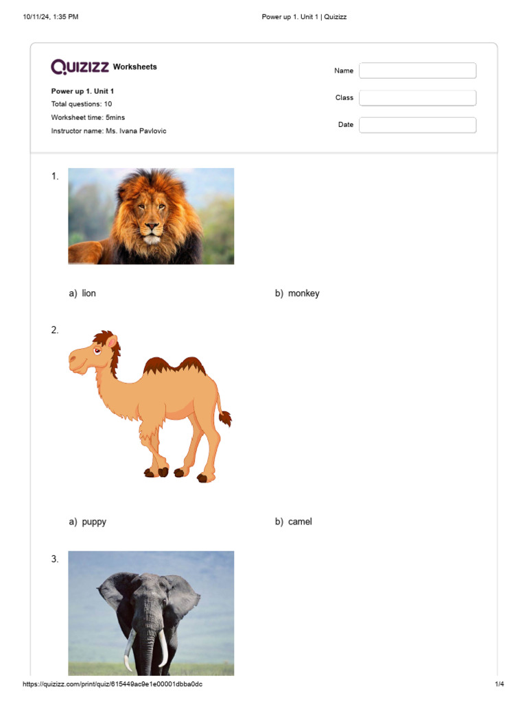 Power Up 1. Unit 1 - Quizizz | PDF