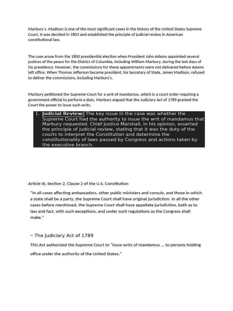 Marbury V Madison | PDF
