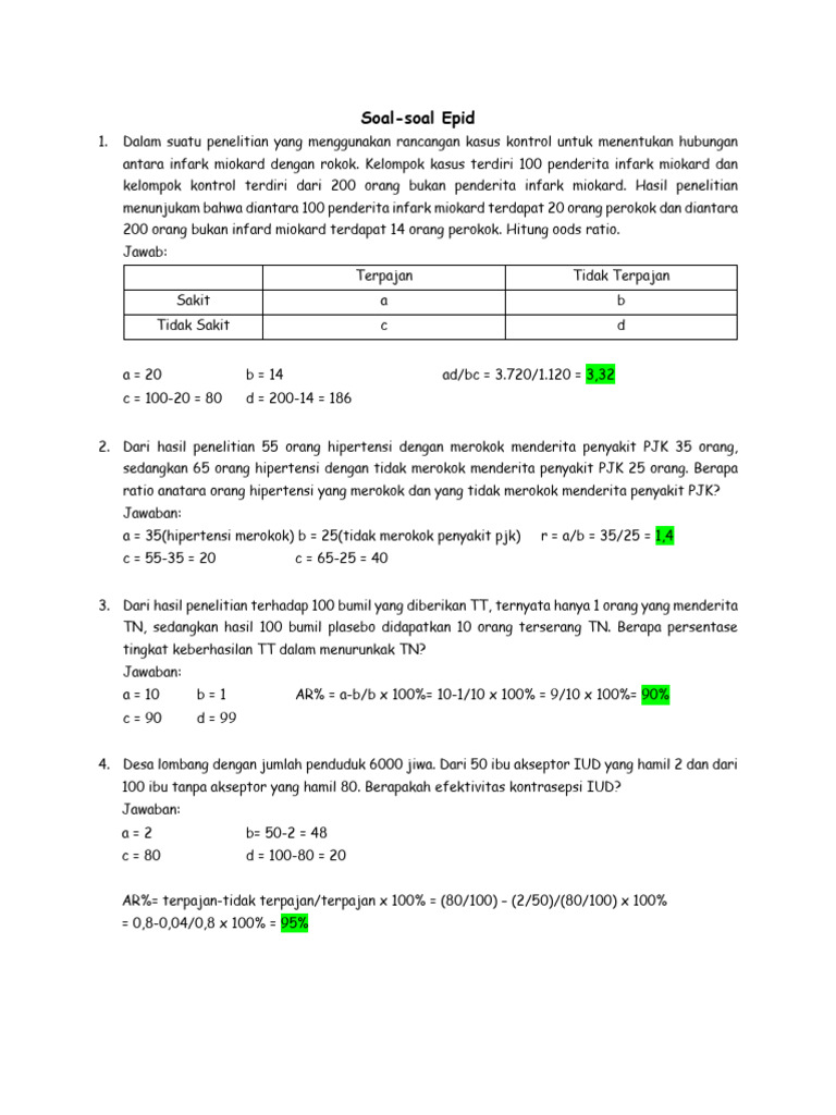 Soal Latihan Epid | PDF