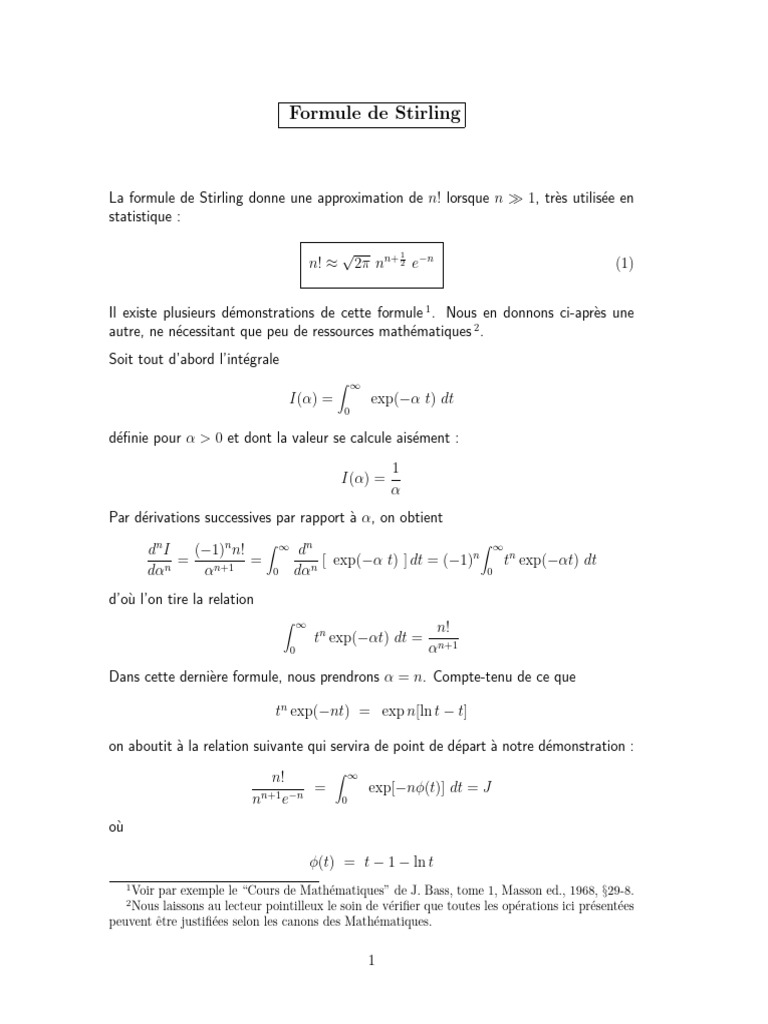 Formule de Stirling | PDF