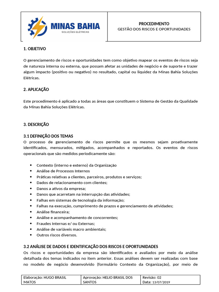 PR 005 Gestão Dos Riscos e Oportunidades | PDF