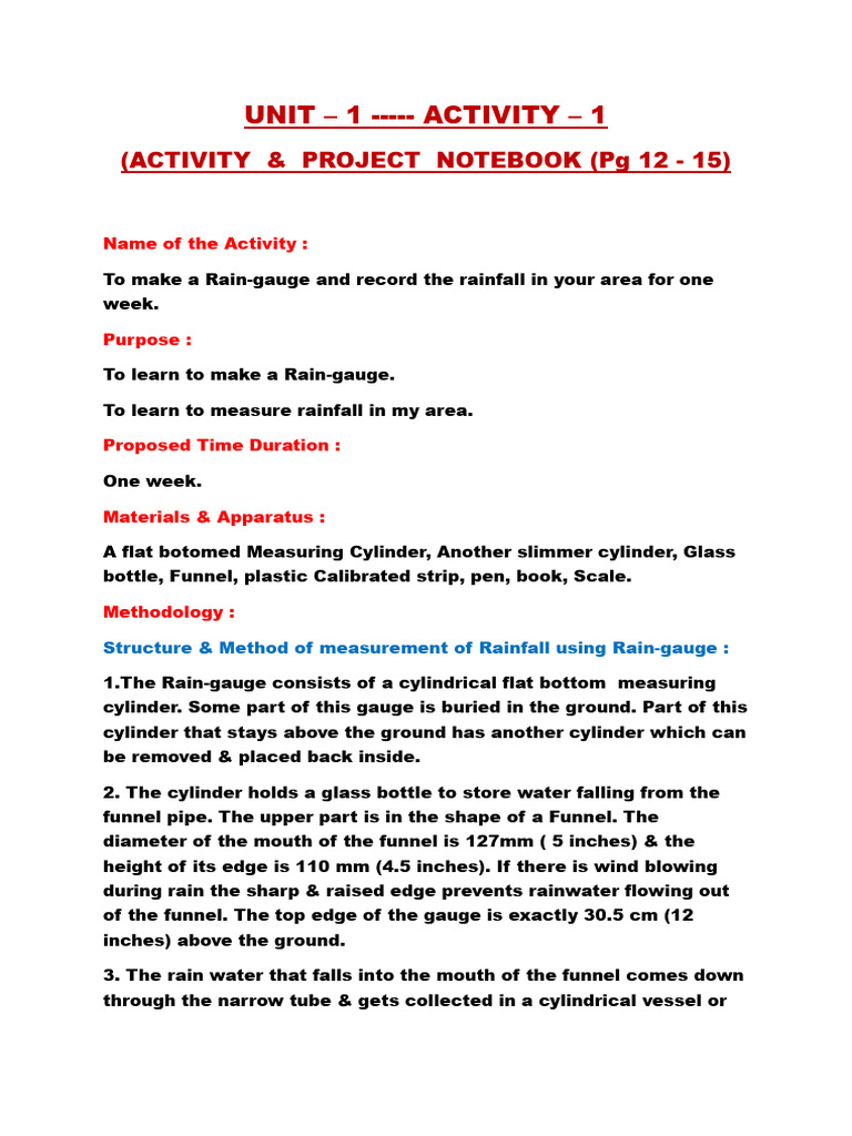 Rain Gauge STD 10 Activity (1) FWD PDF | PDF | Rain