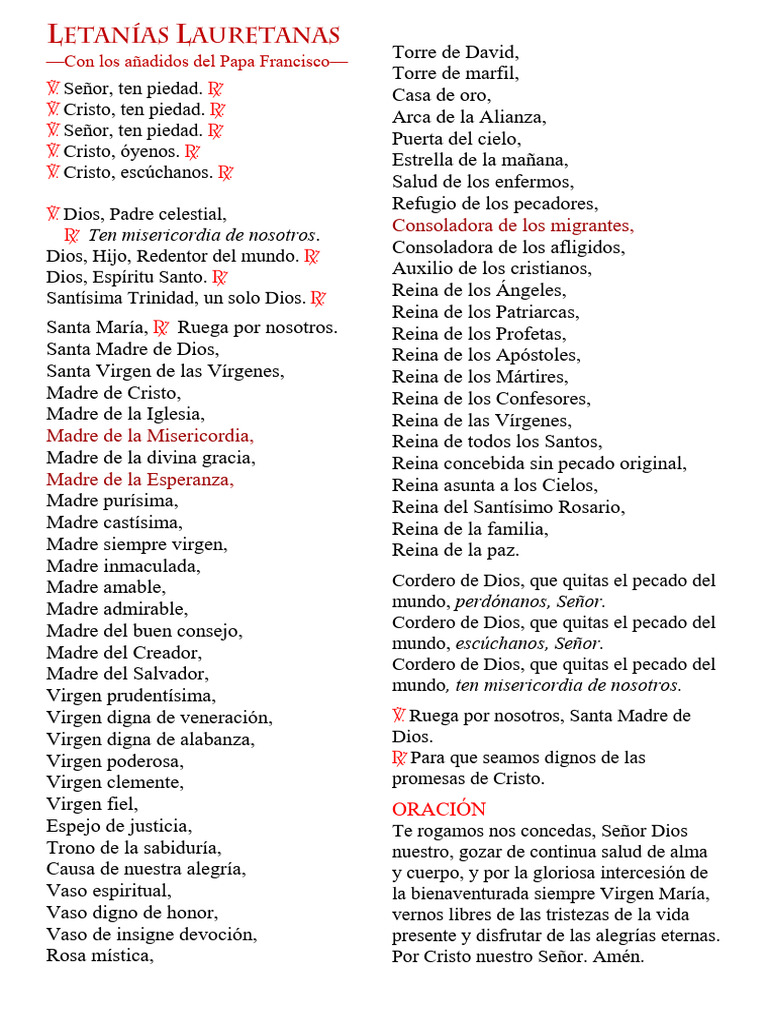 Santo-Rosario-Letanías-Lauretanas-Papa-Francisco-2020 | PDF