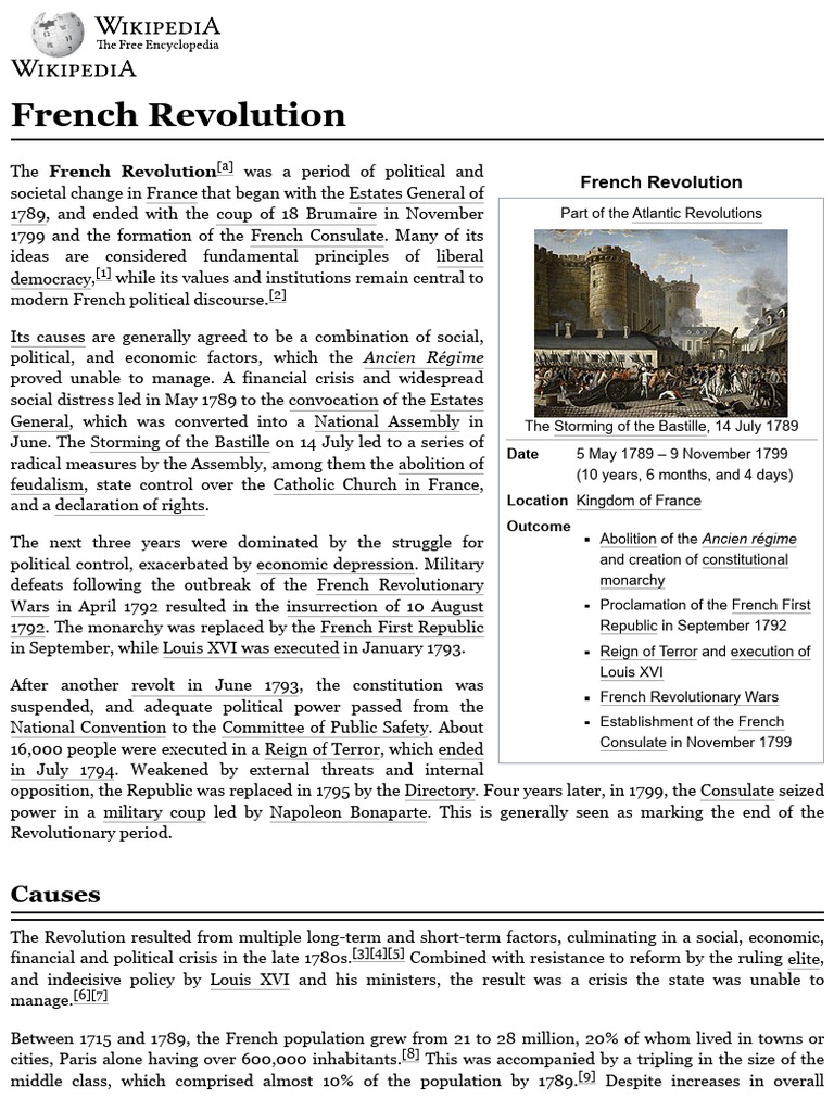 French Revolution - Wikipedia | PDF