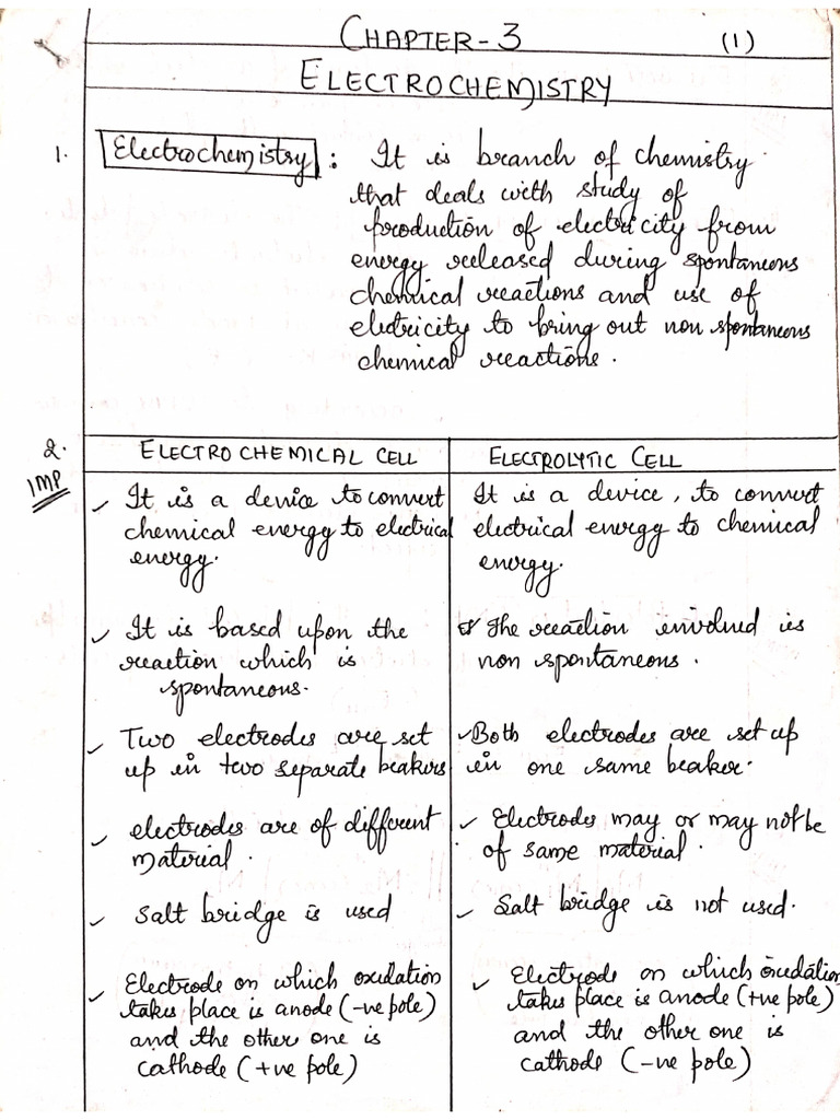 2-Electrochemistry Notes | PDF