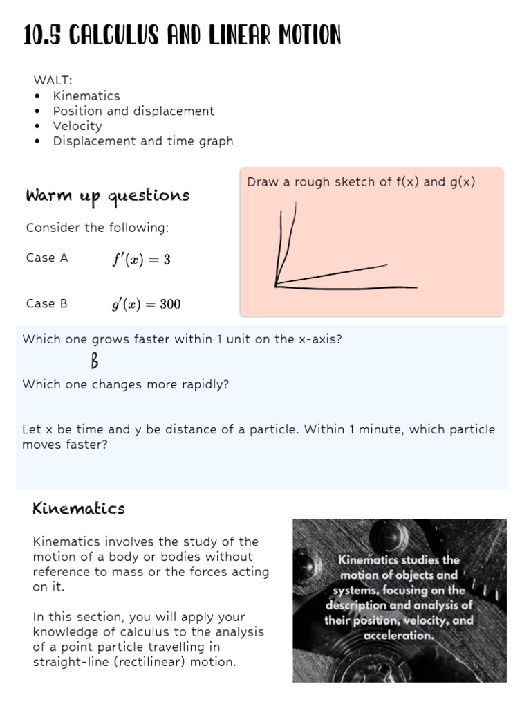 10.5 Calculus and Linear Motion | PDF