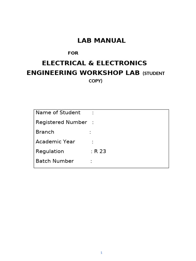 EEEW Labmanual | PDF