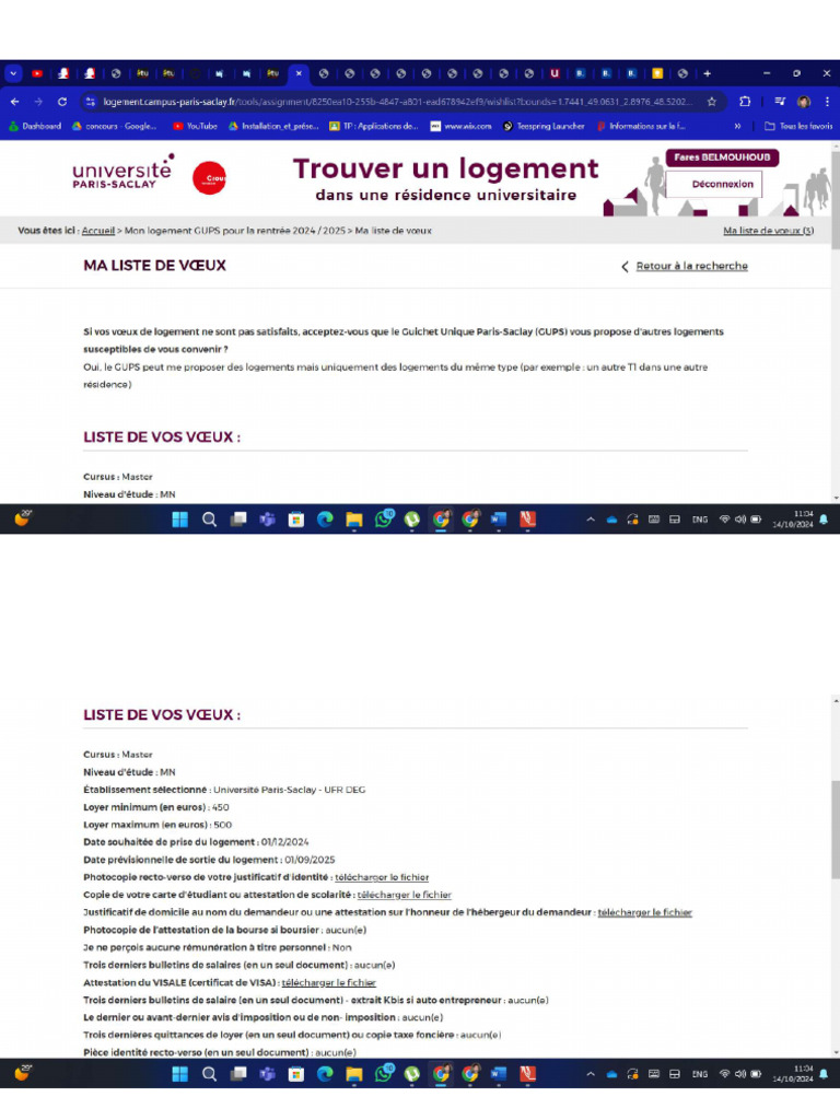 Demande Crous Paris Campus | PDF