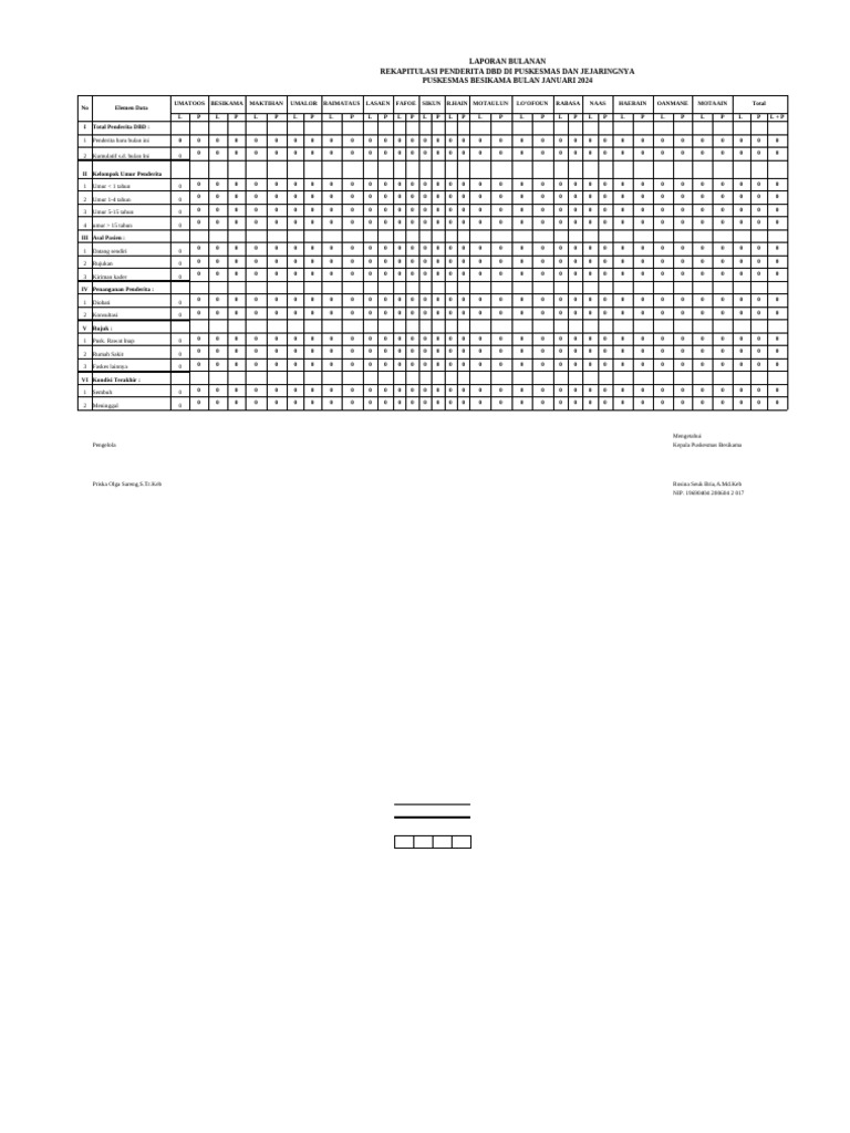 Format Laporan DBD 2024 | PDF