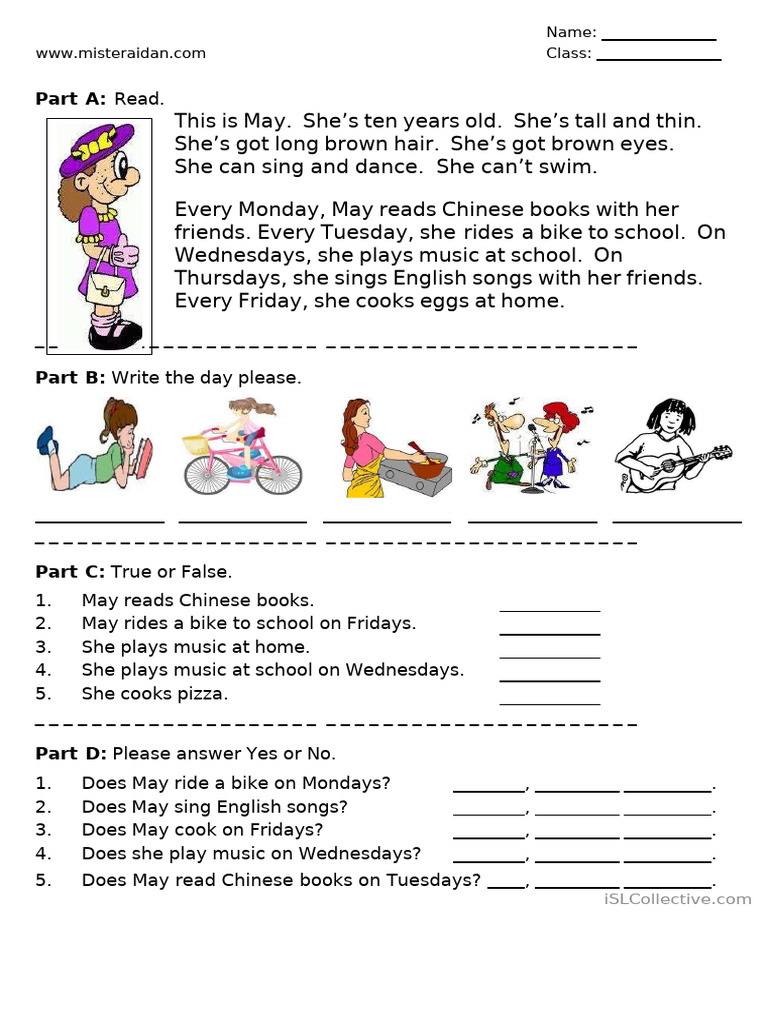 Days of the Week Reading Practice | PDF | Language Arts & Discipline ...