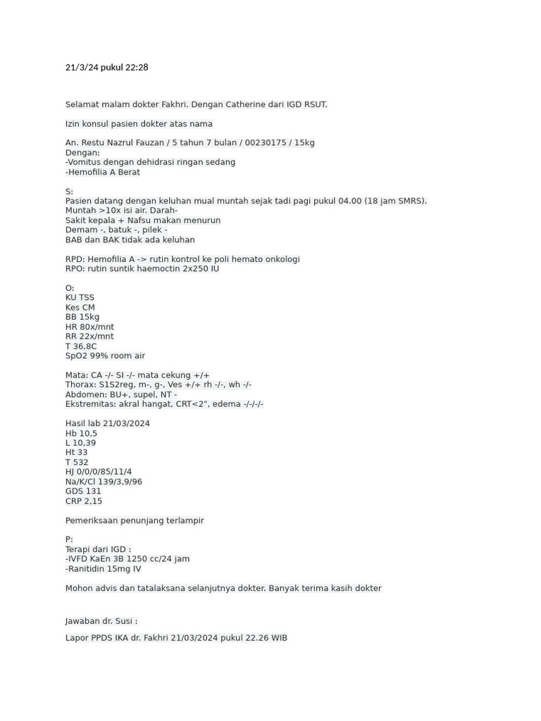 Diskusi Kasus Anak Restu | PDF