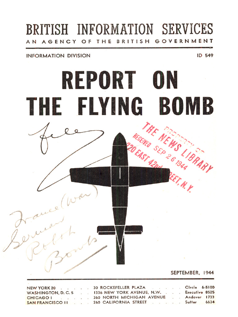 Report On The Flying Bomb V - 1 | PDF