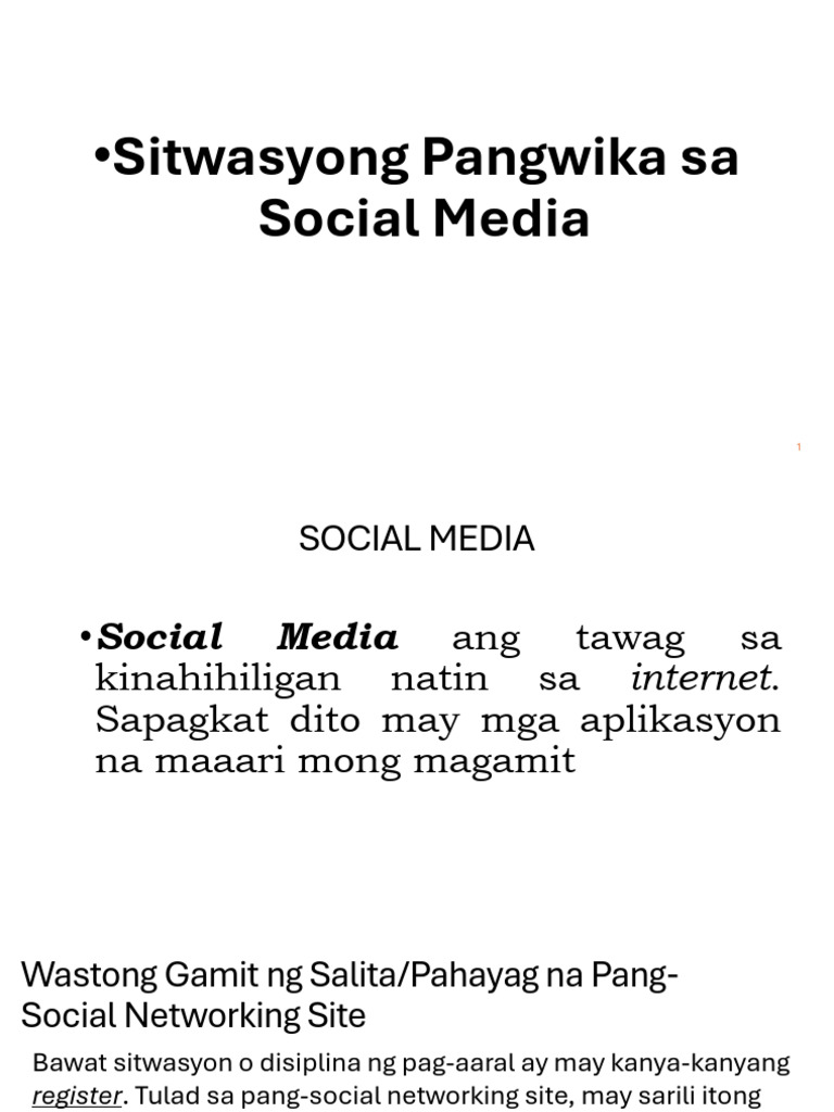 Unang Lingg0 Wika Sa Social Media | PDF