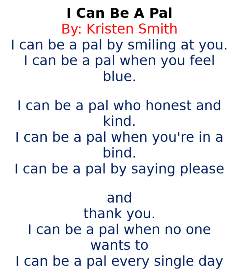I Can Be A Pal | PDF