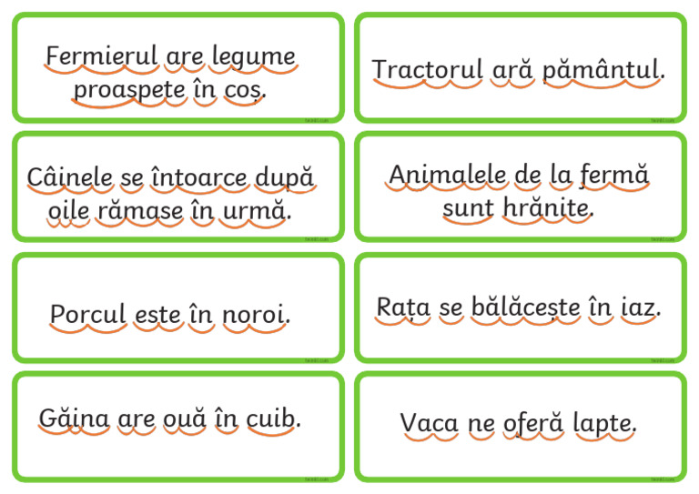 Cartonase Cu Propozitii Si Linii Ajutatoare Pentru Citire | PDF