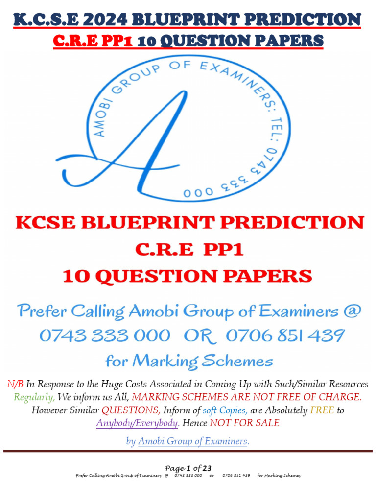Cre PP1 BP 10 QP Kcse Prediction | PDF | Covenant (Biblical) | Elijah
