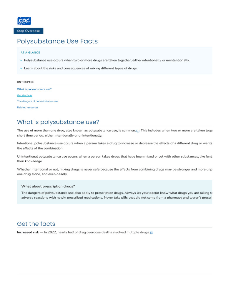 Polysubstance Use Facts - Stop Overdose - CDC | PDF | Drug Overdose ...