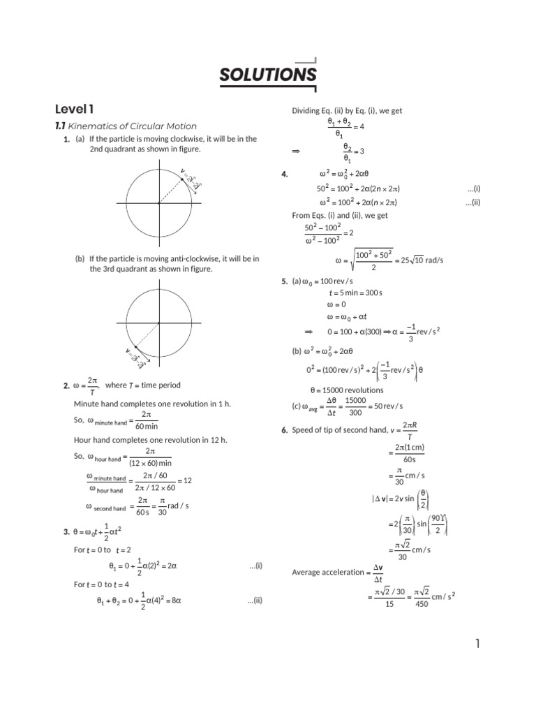 Solutions - Circular Motion Assignment | PDF