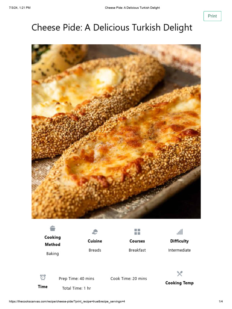 Cheese Pide Recipe: Turkish Delight | PDF | Turkish Cuisine | Cooking ...