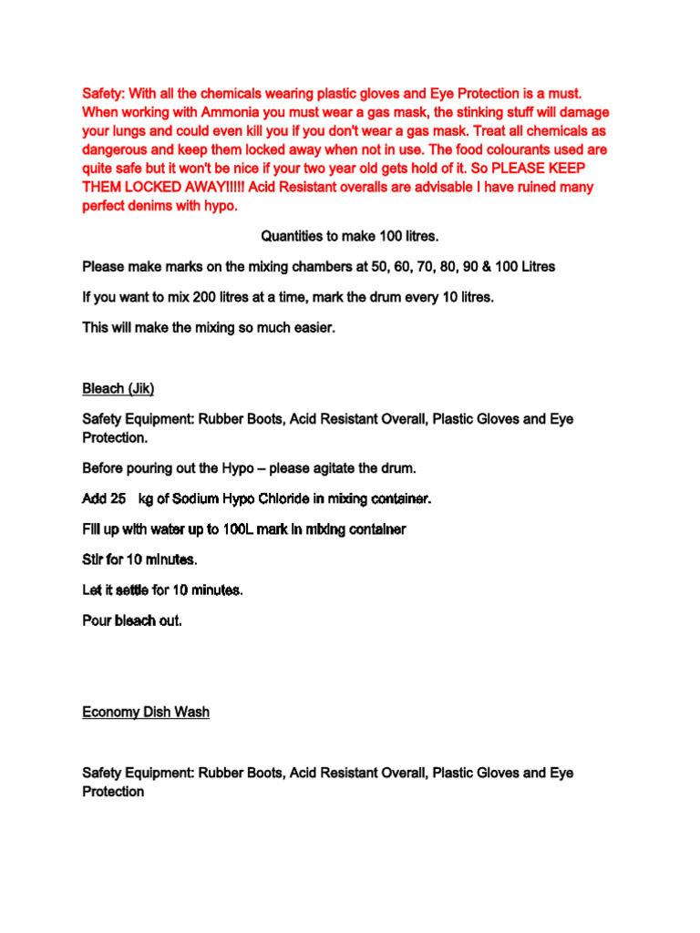 Chemical Formula 100 Liters | PDF