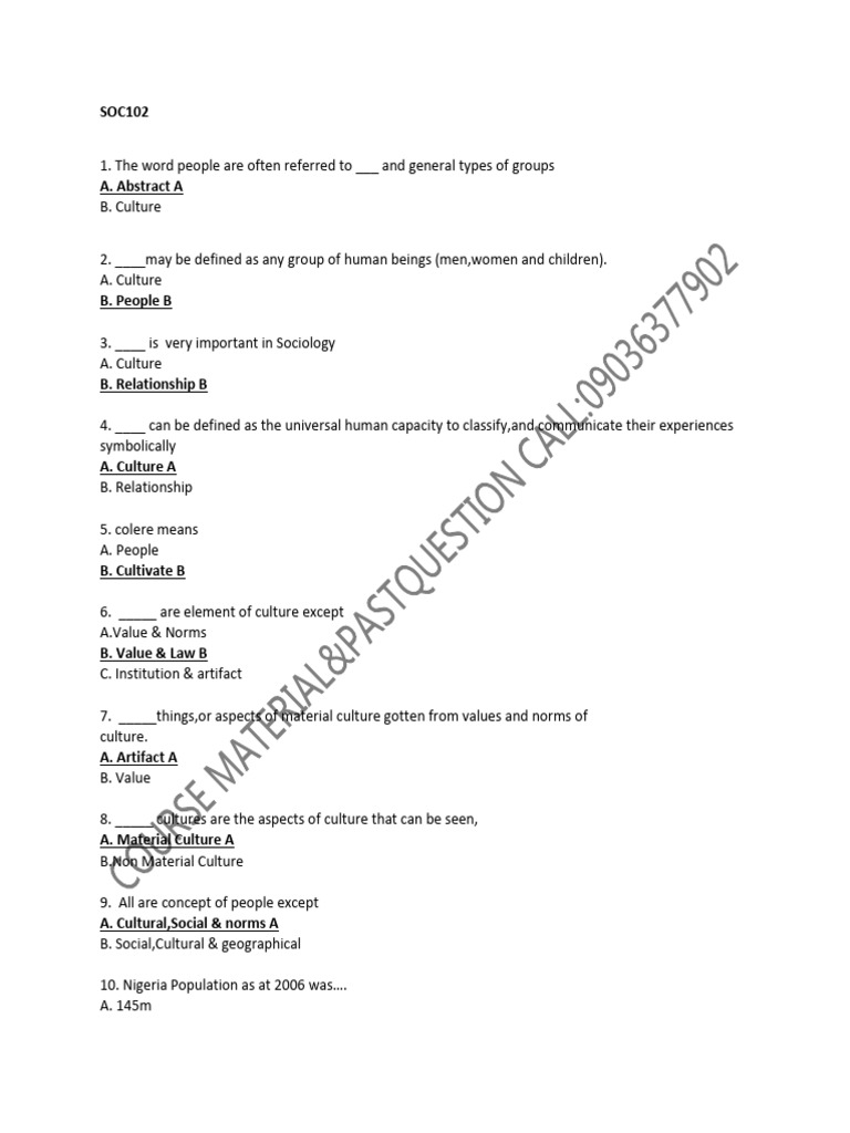SOC102 Past Question | PDF