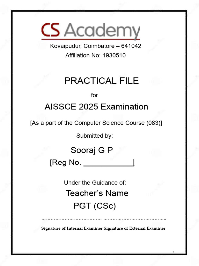 Sooraj G P XII D Practical Programs | PDF