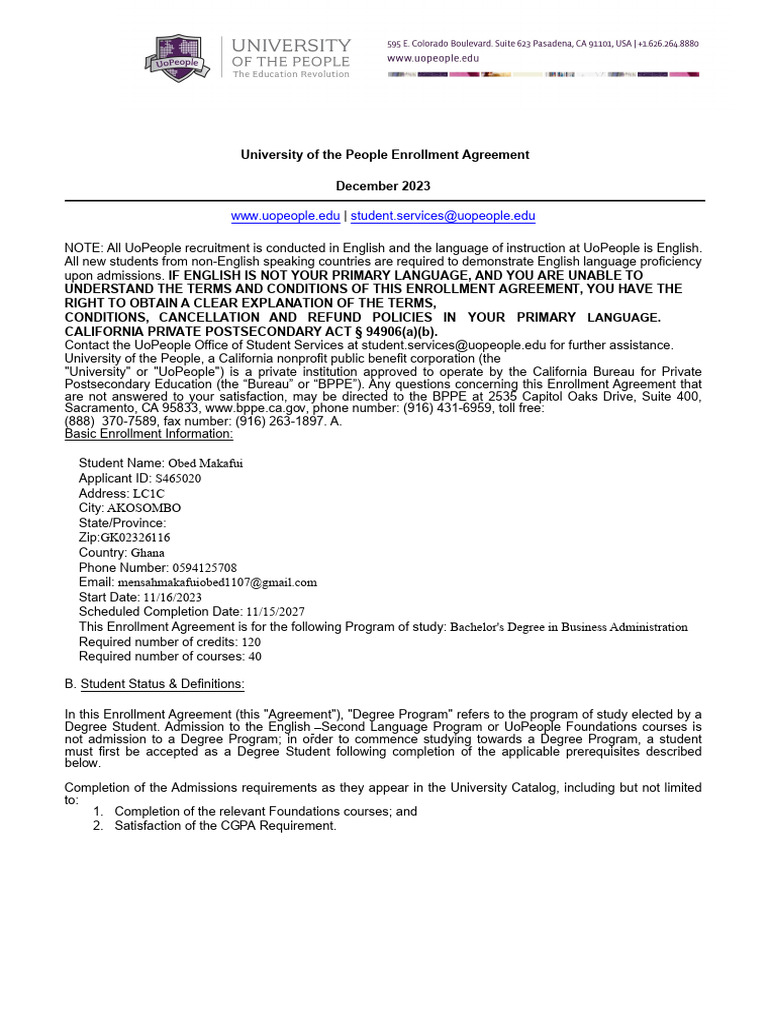 Enrollment Agreement | PDF