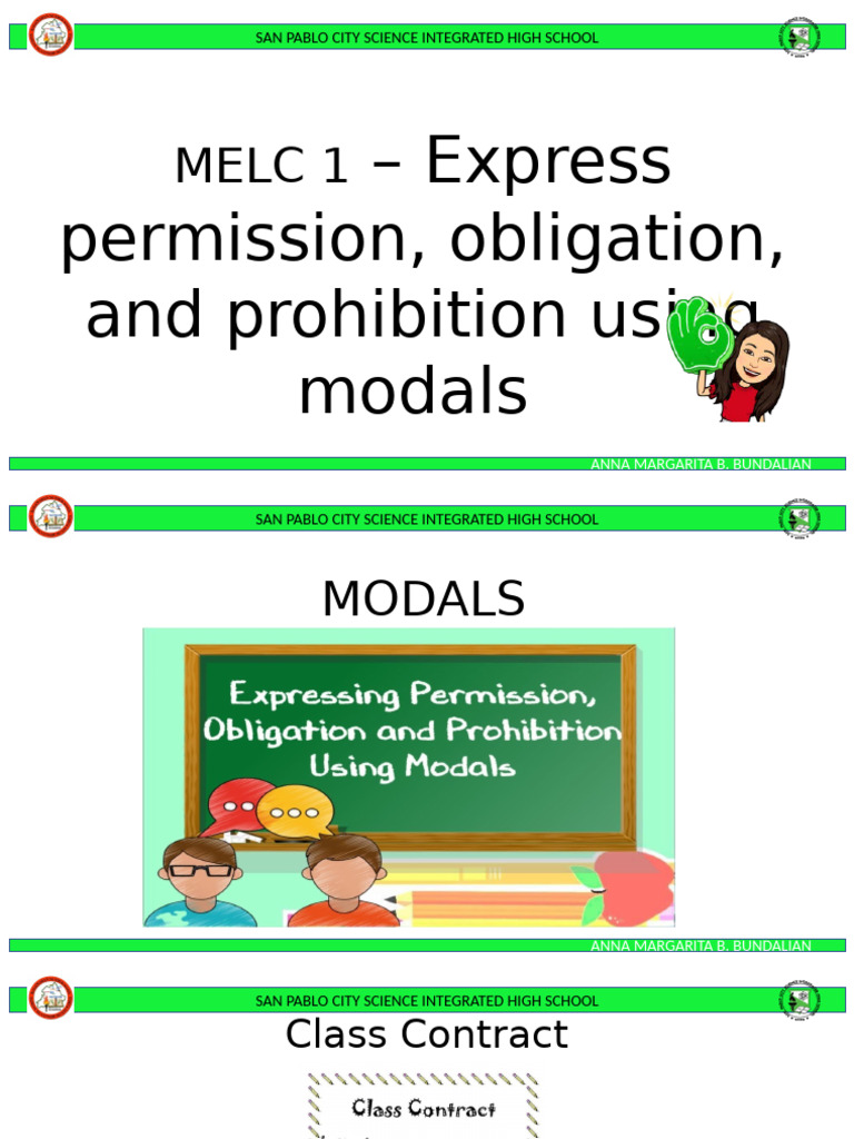 Modals Expressing Permission Prohobition Ang Obligation | PDF