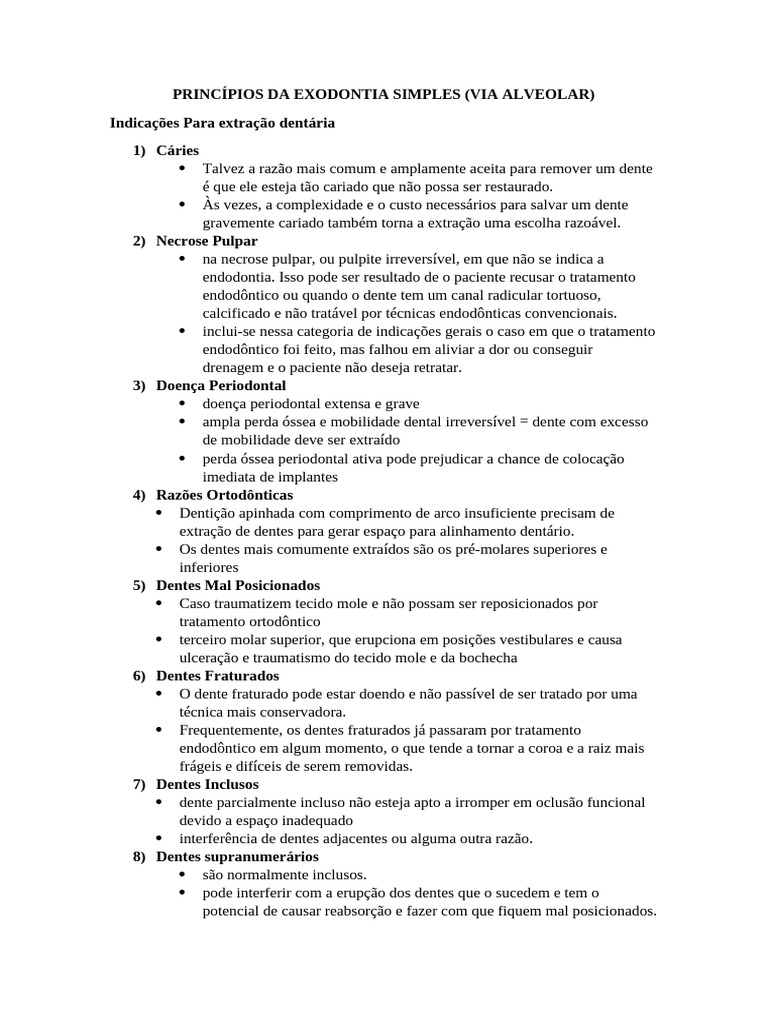 Princípios Da Exodontia Simples e Complexa | PDF