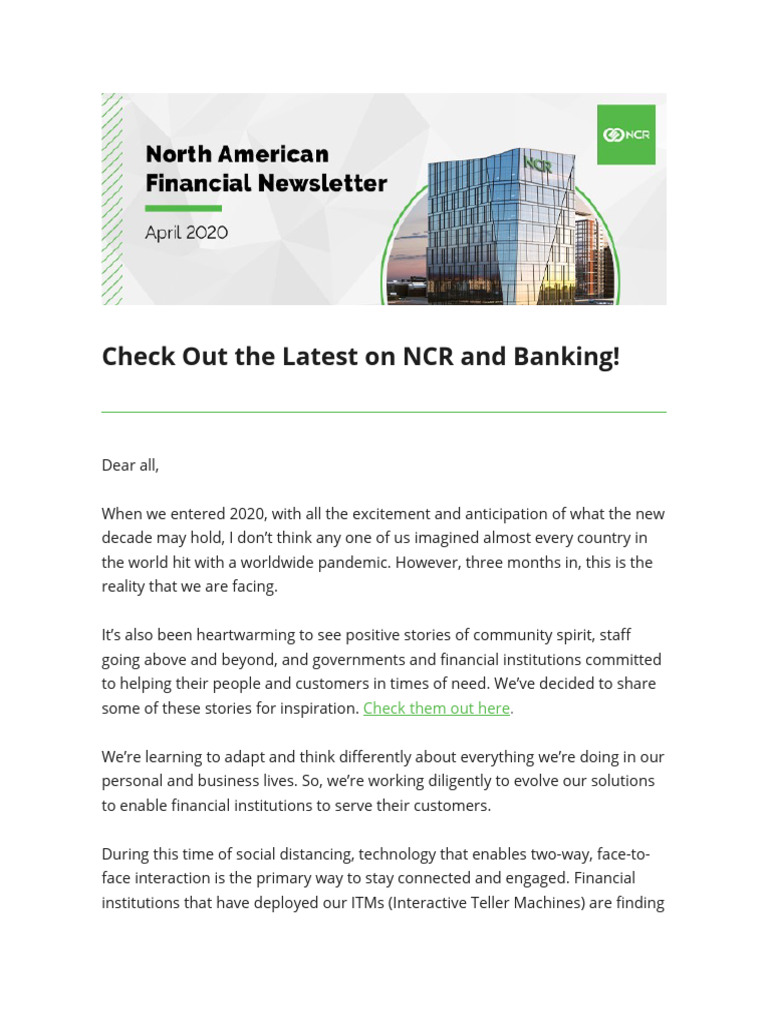 Email 1 (PDF) - Check Out The Latest On NCR and Banking! | PDF