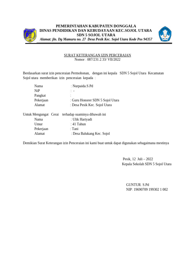 Surat Ket. Izin penceraIAN | PDF