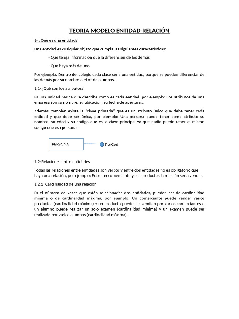 Teoria Modelo Entidad-Relacion | PDF