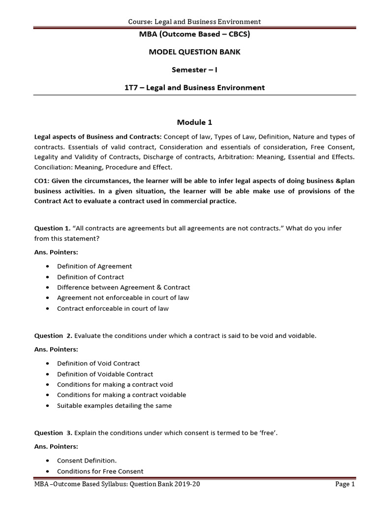 LBE Question Bank - MBA Sem 1 | PDF
