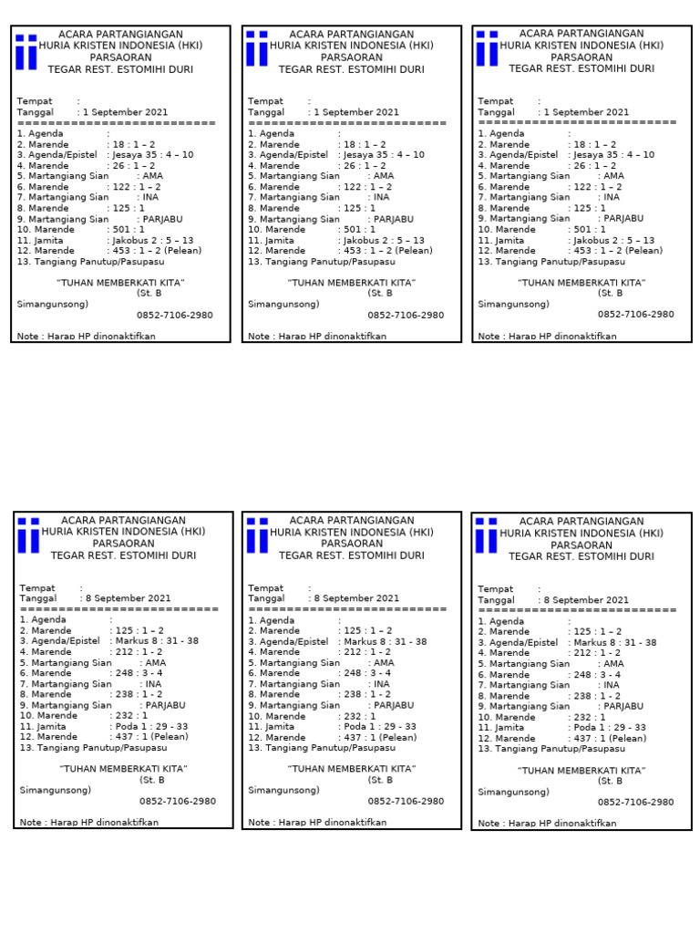 Acara Ibadah Rhki Tegar | PDF