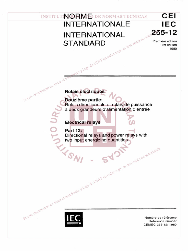 Iec 60255-12 (1980) Direccionales (Superada Por Iec 60255-121) | PDF