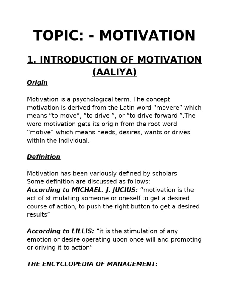 Topic - Motivation | PDF