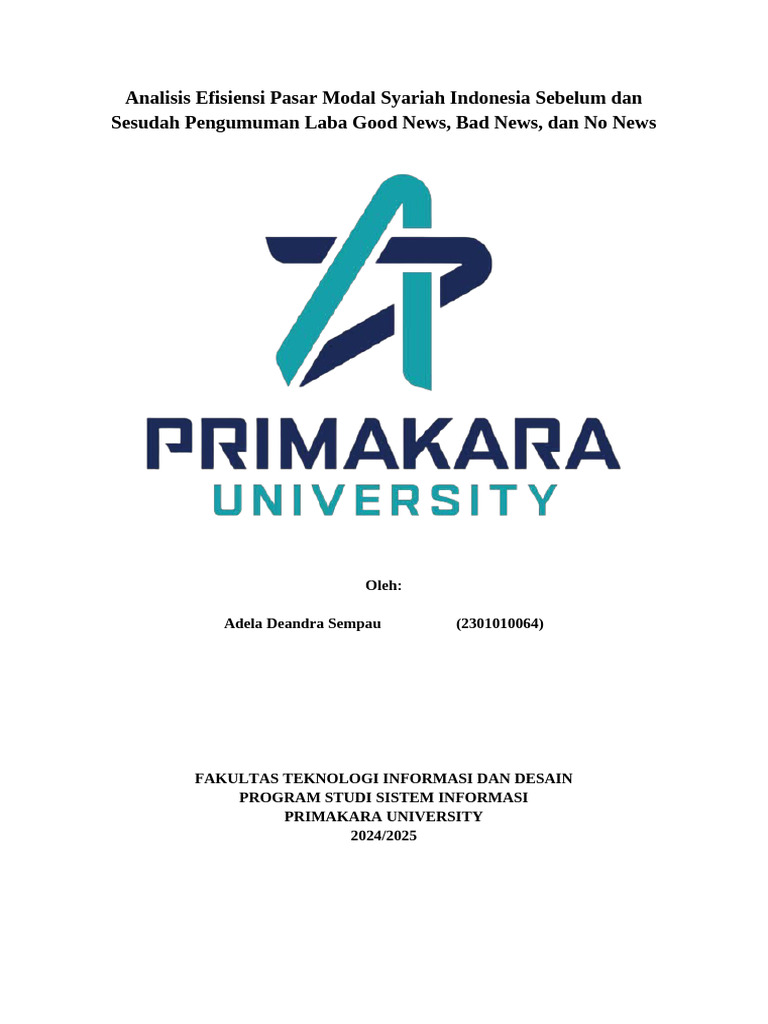 Analisis Efisiensi Pasar Modal Syariah Indonesia Sebelum Dan Sesudah ...